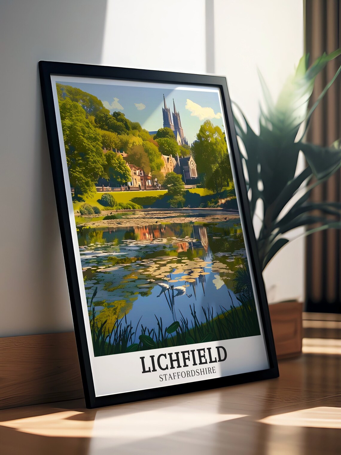 Lichfield Poster - Beacon Park Print - Minster Pool Poster - Lichfield ...