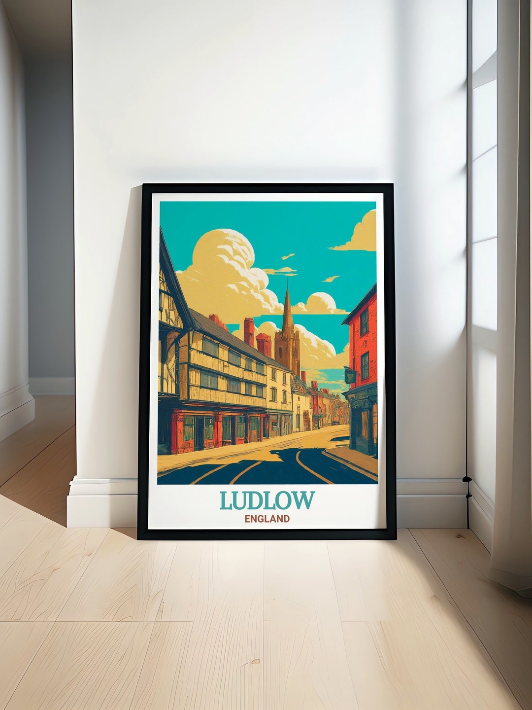Ludlow Travel Poster - Broad Street Ludlow Travel Poster - Broad Street ...
