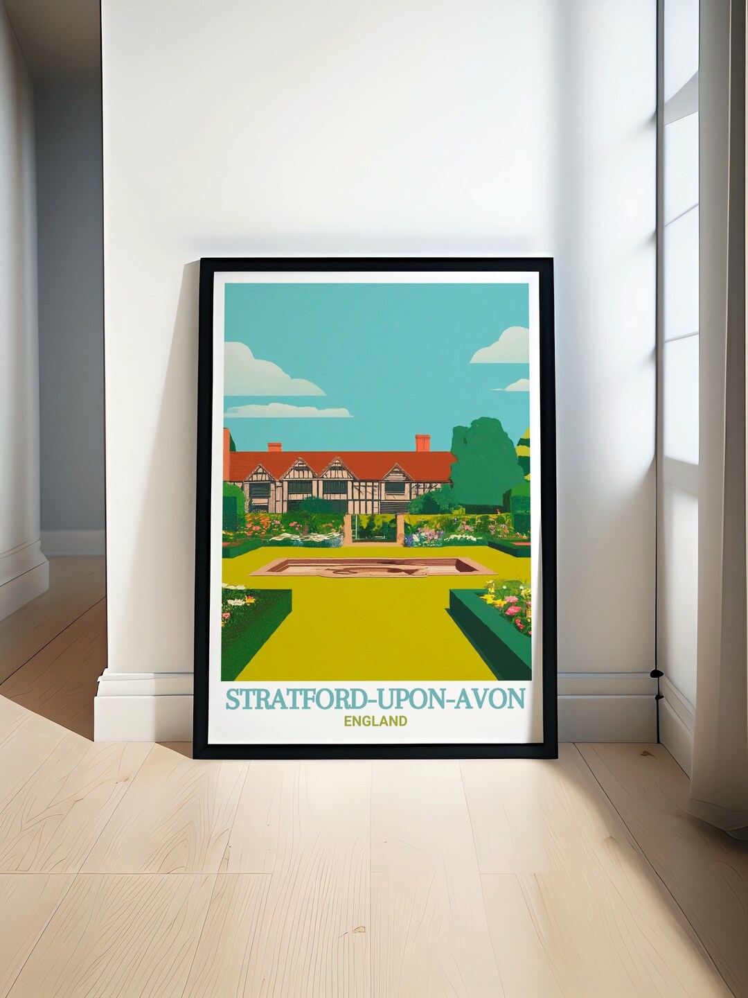 Stratford-upon-avon Teavel Poster - Hall's Croft England Travel Print ...