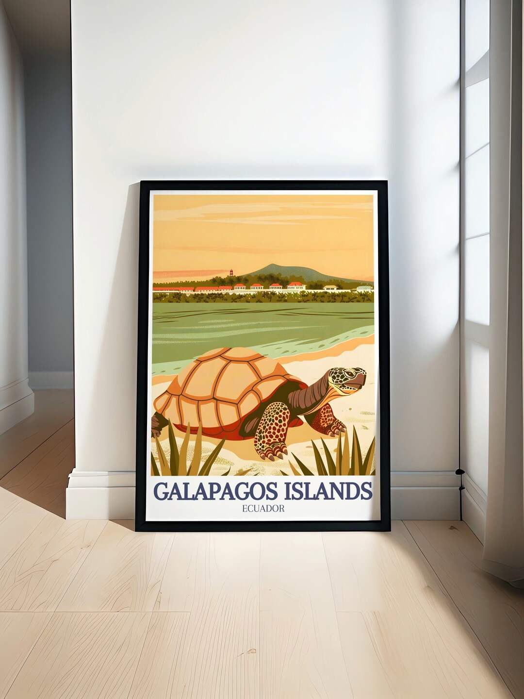 Galapagos Islands Travel Poster - Santa Cruz Island and Floreana Island ...