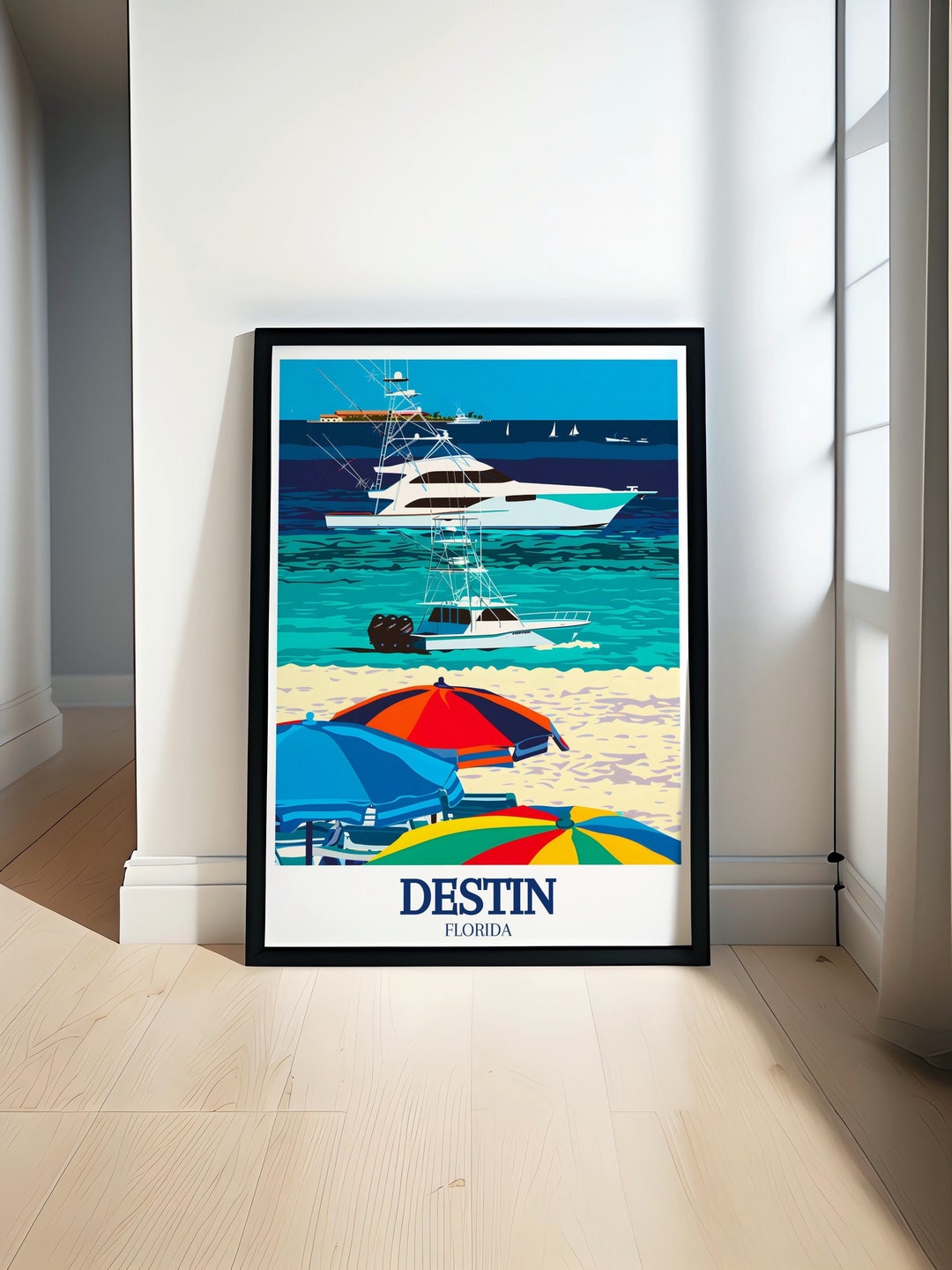 Destin Harbor Travel Poster - Emerald Coast Posters - Destin Beach Art ...