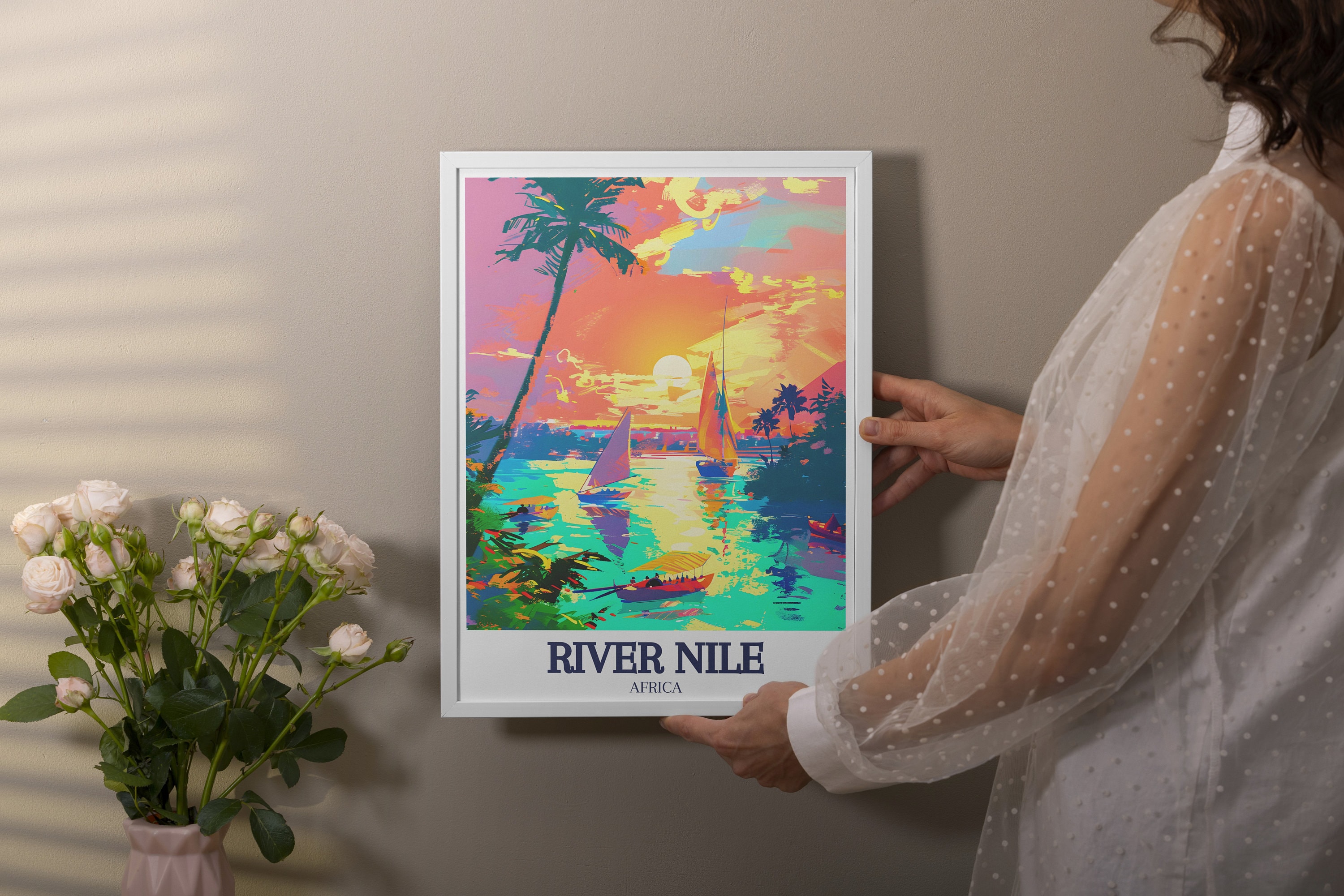 River Nile Travel Poster Luxor Wall Art Egypt Prints Nile River Decor ...