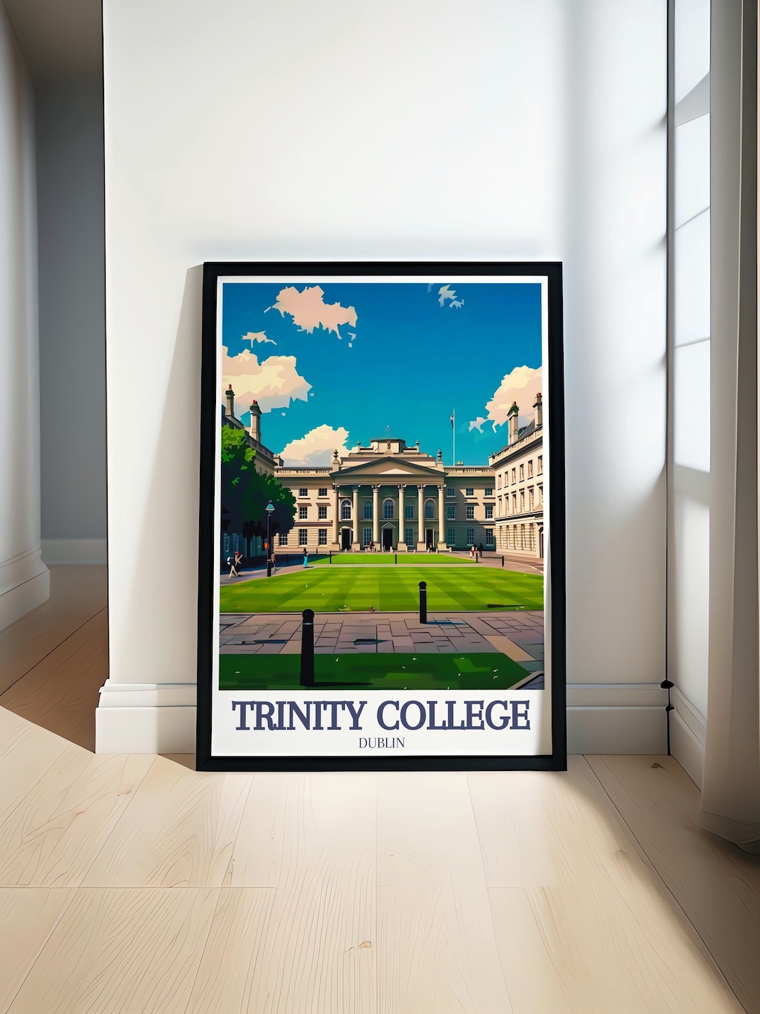 Trinity College Art Campanile Bell Tower and Cobblestone Courtyards Art ...