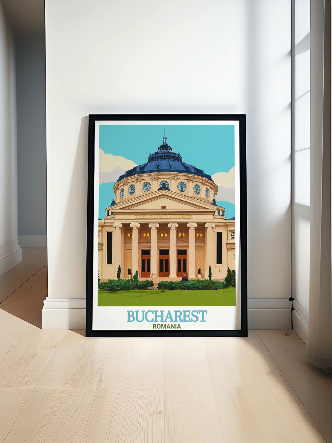 Bucharest Travel Poster - Romanian Athenaeum Art Prints - Romania Wall ...