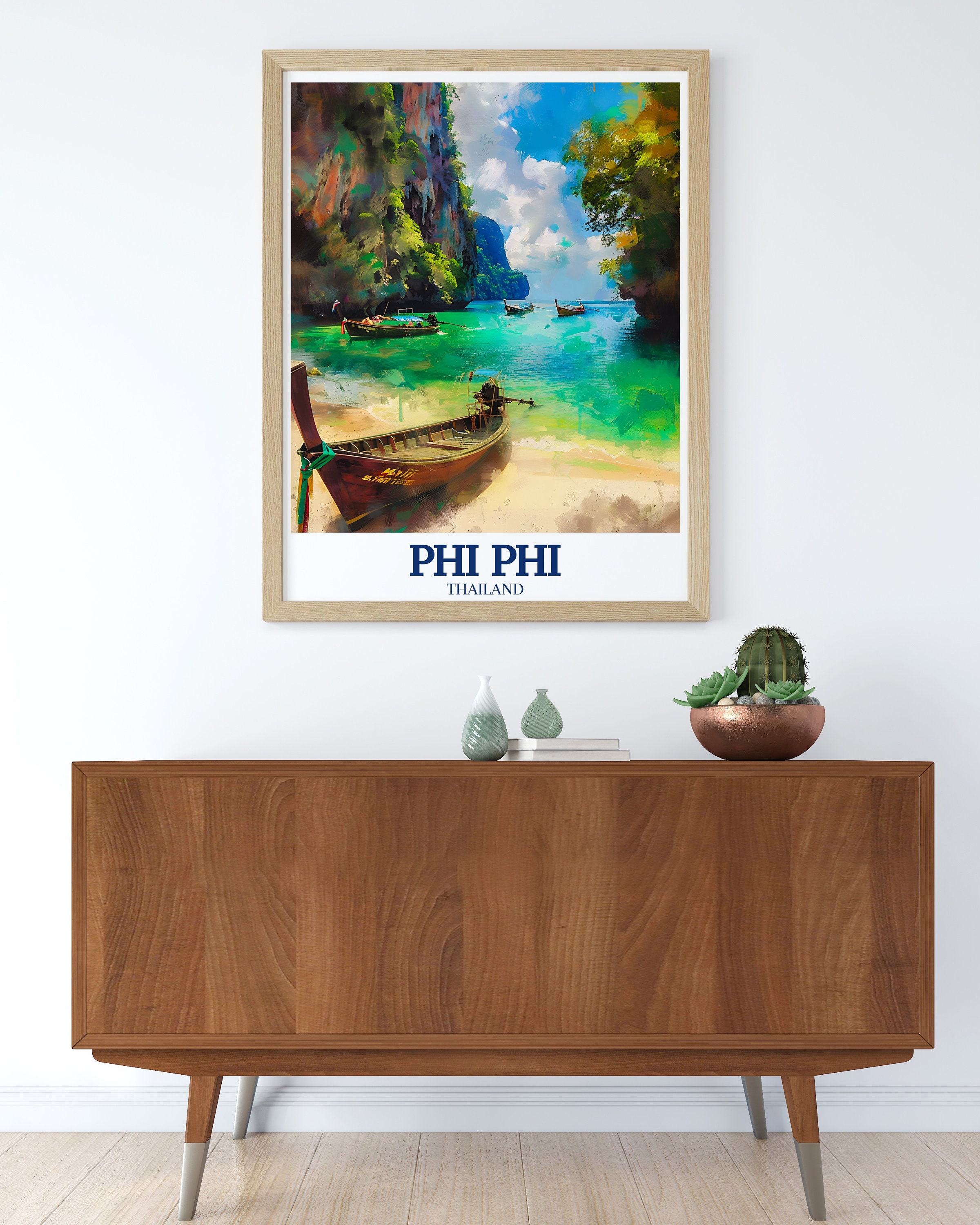 Phi Phi Travel Print Maya Bay Scenic Poster Phi Phi Ley Wall Art ...