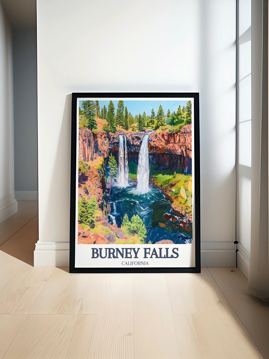 Burney Falls Travel Poster - Burney Falls and Pacific Crest Trail With ...