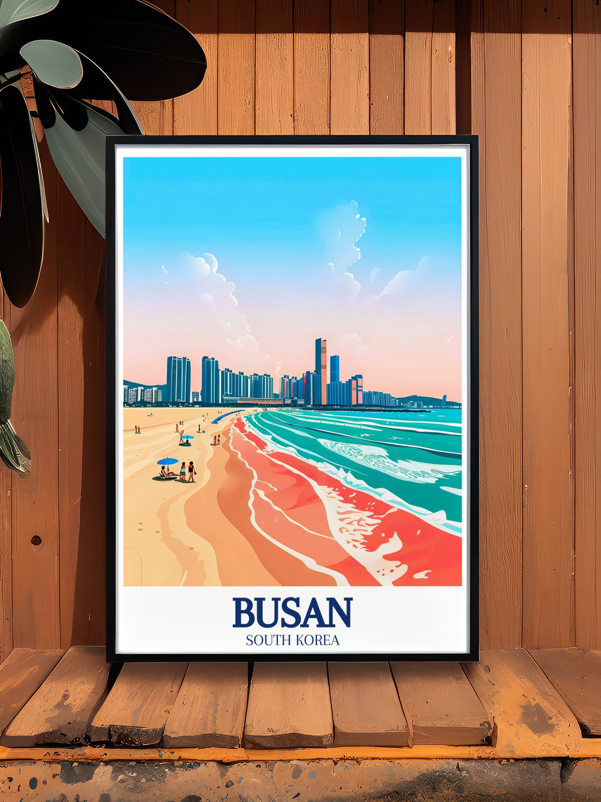 Busan Travel Print - Haeundae Beach and Haeundae-gu Skyline Travel ...