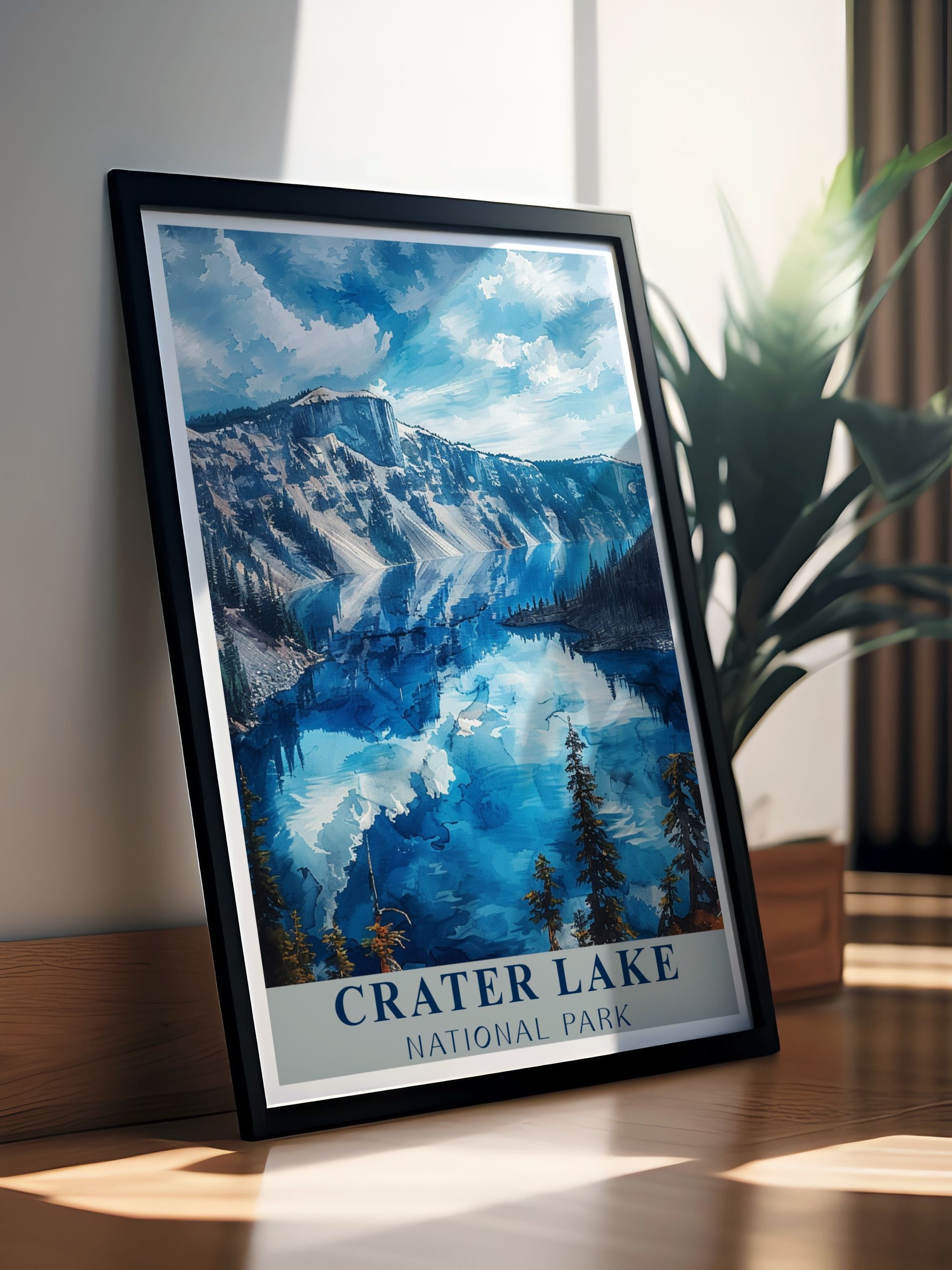 Crater Lake Art Caldera Poster Crater Lake Decor National Park Travel ...