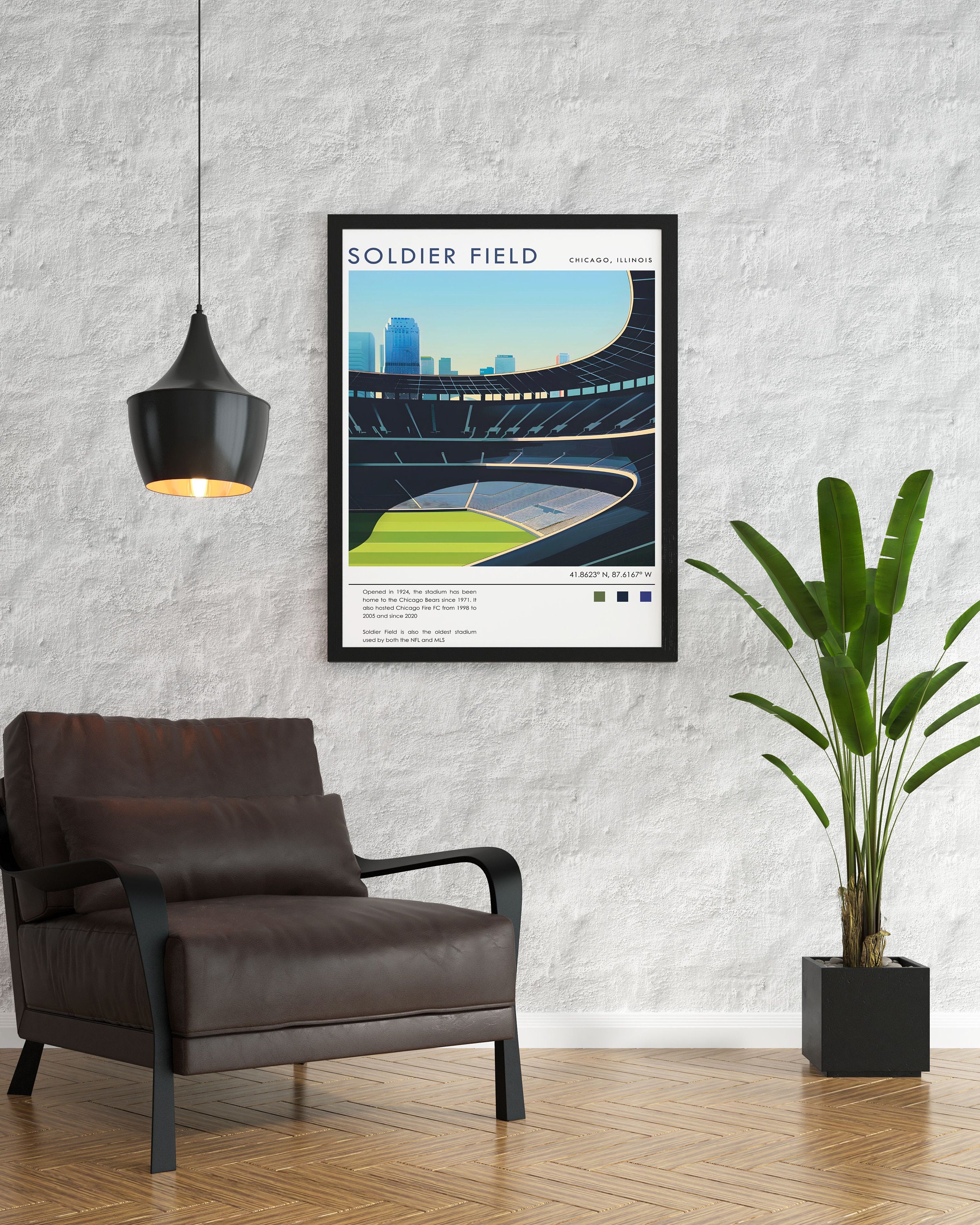 Soldier Field Print Chicago Bears NFL Stadium in Modern Art Soldier ...