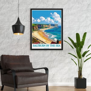 Saltburn Beach Prints and Retro Wall Art - Saltburn Beach Art ...
