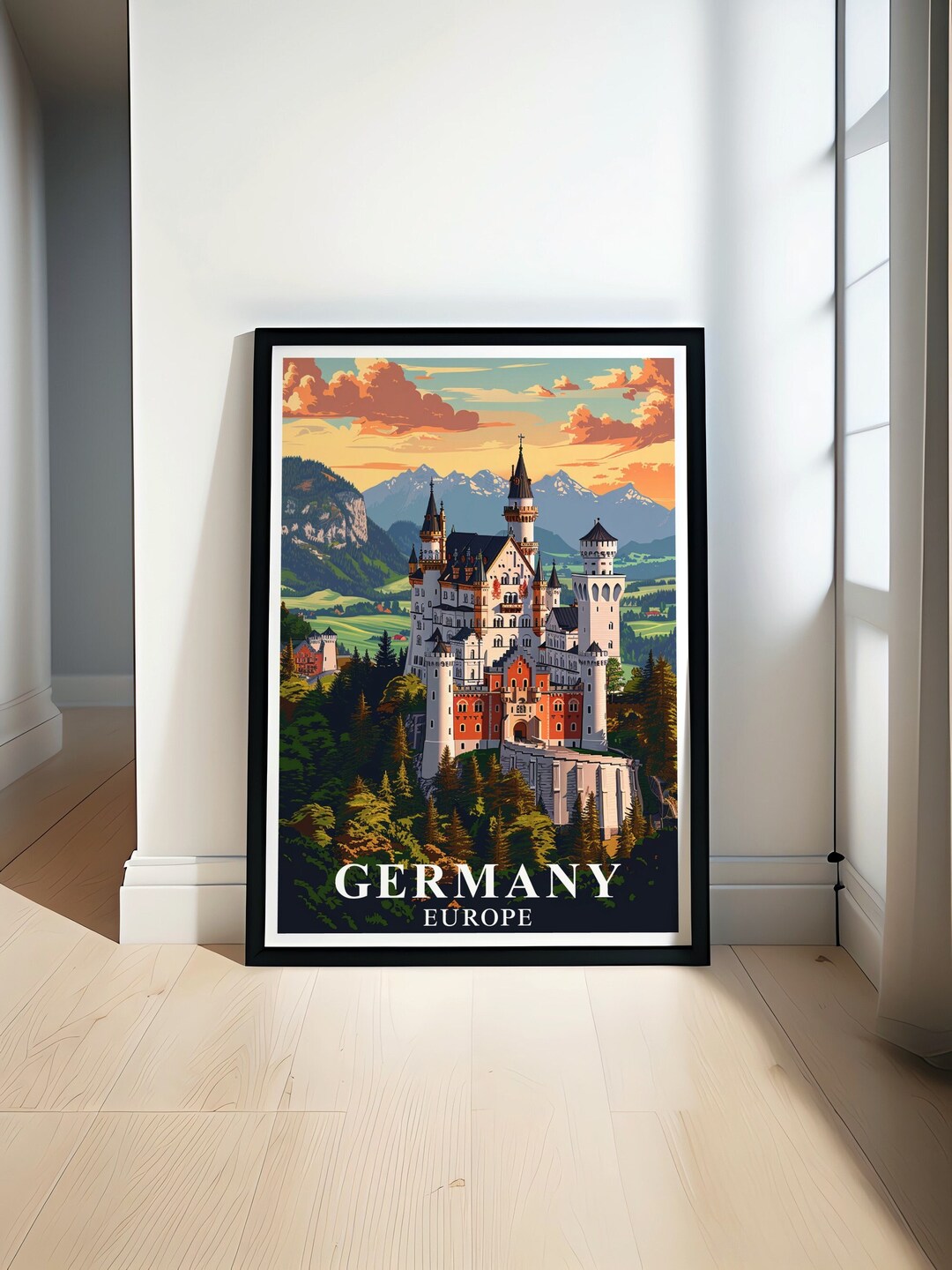 Germany Prints - Neuschwanstein Castle Art and Europe Travel Poster ...