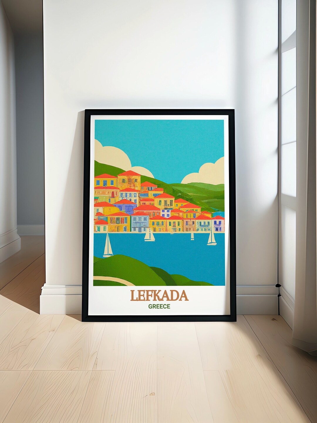 Lefkada Travel Print - Lefkada Town Art Print and Decor - Lefkada Town ...