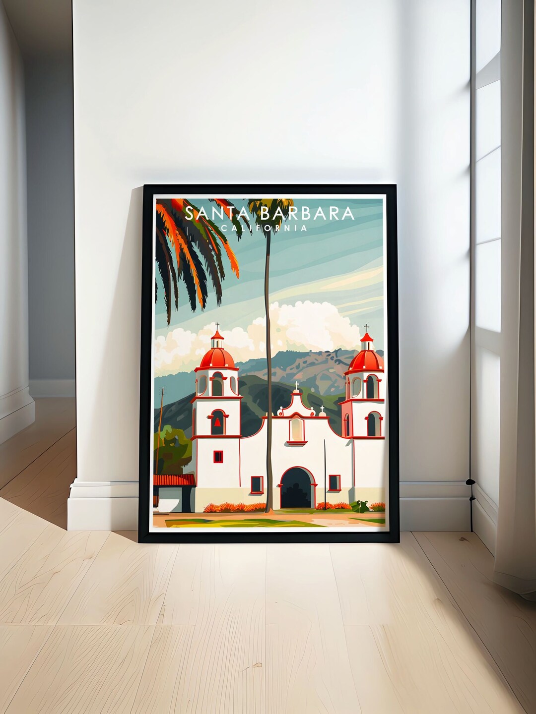 Santa Barbara Travel Poster Santa Barbara Mission Posters for Art ...