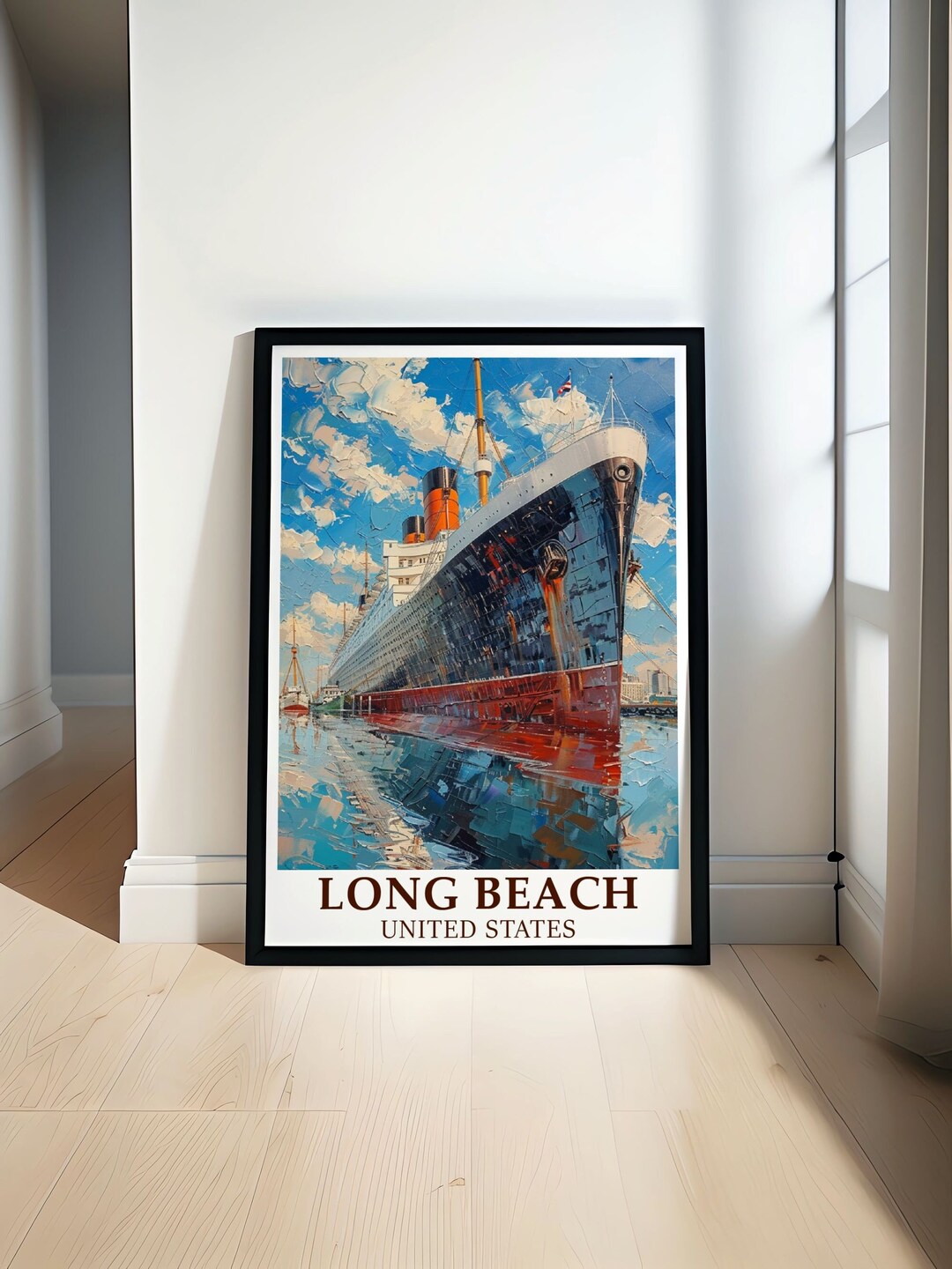 Long Beach Art - the Queen Mary Print - Long Beach Poster - Long Beach ...