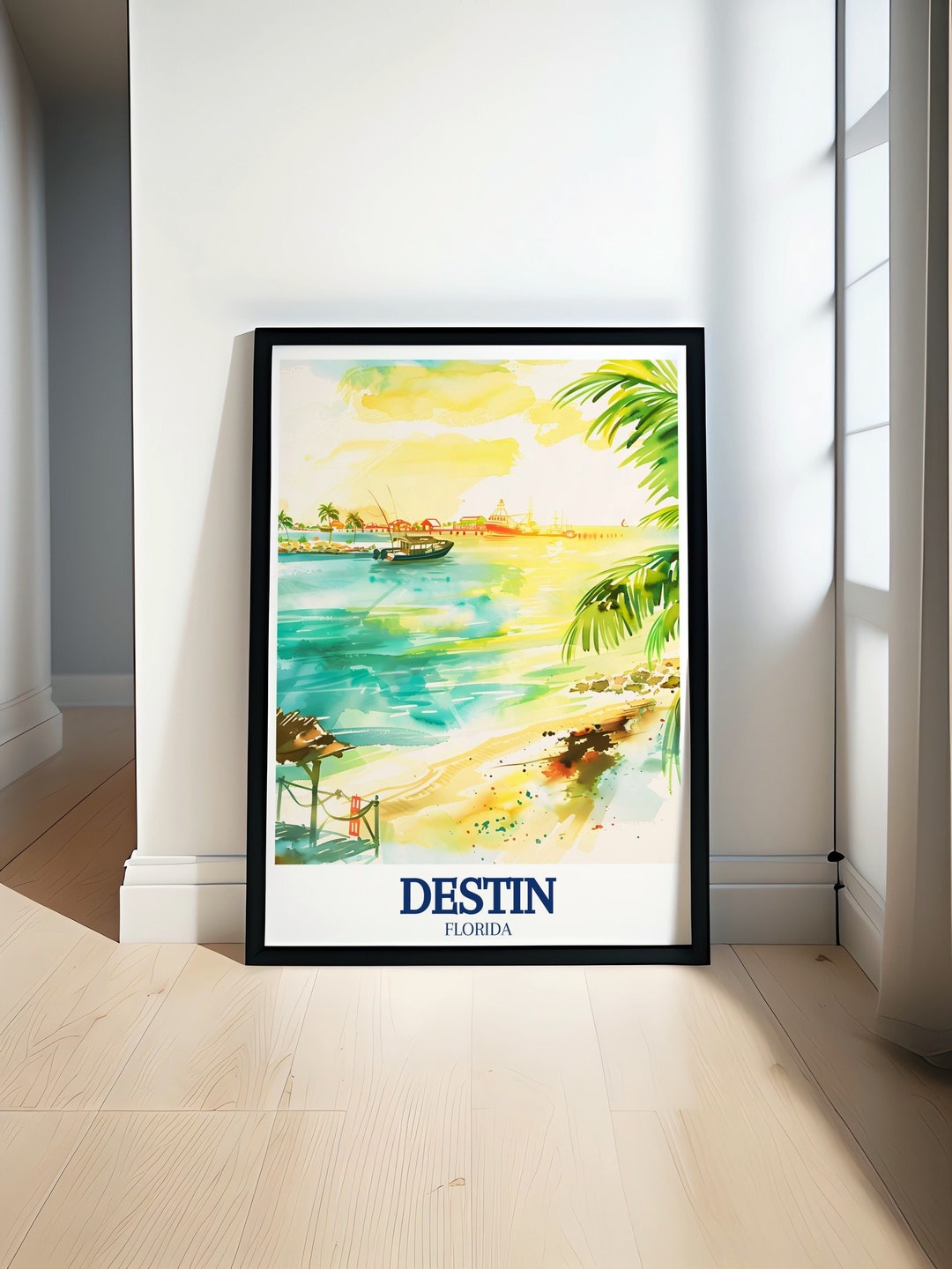 Destin Travel Posters - Crab Island and Destin Harbor Art Collection ...