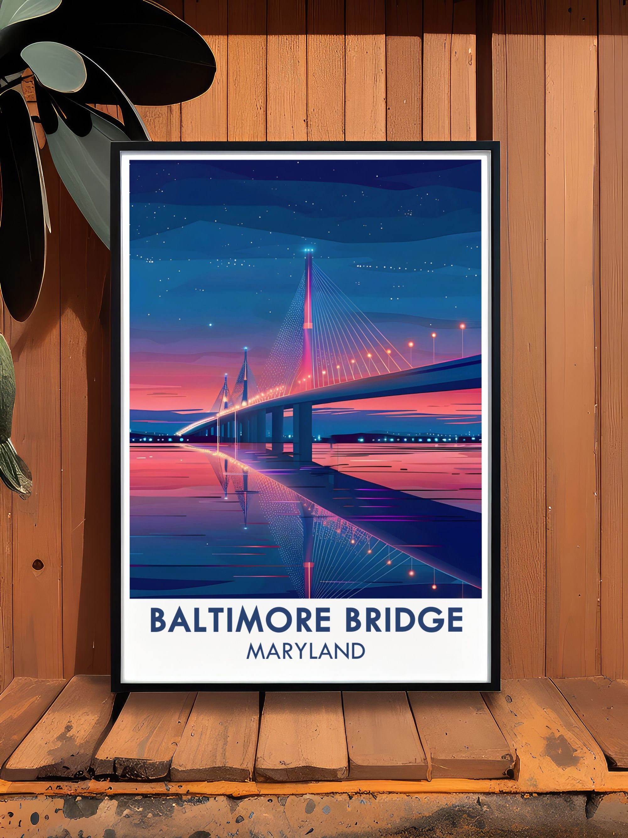 New Baltimore Key Bridge Design Poster Stunning Maryland Travel Art ...