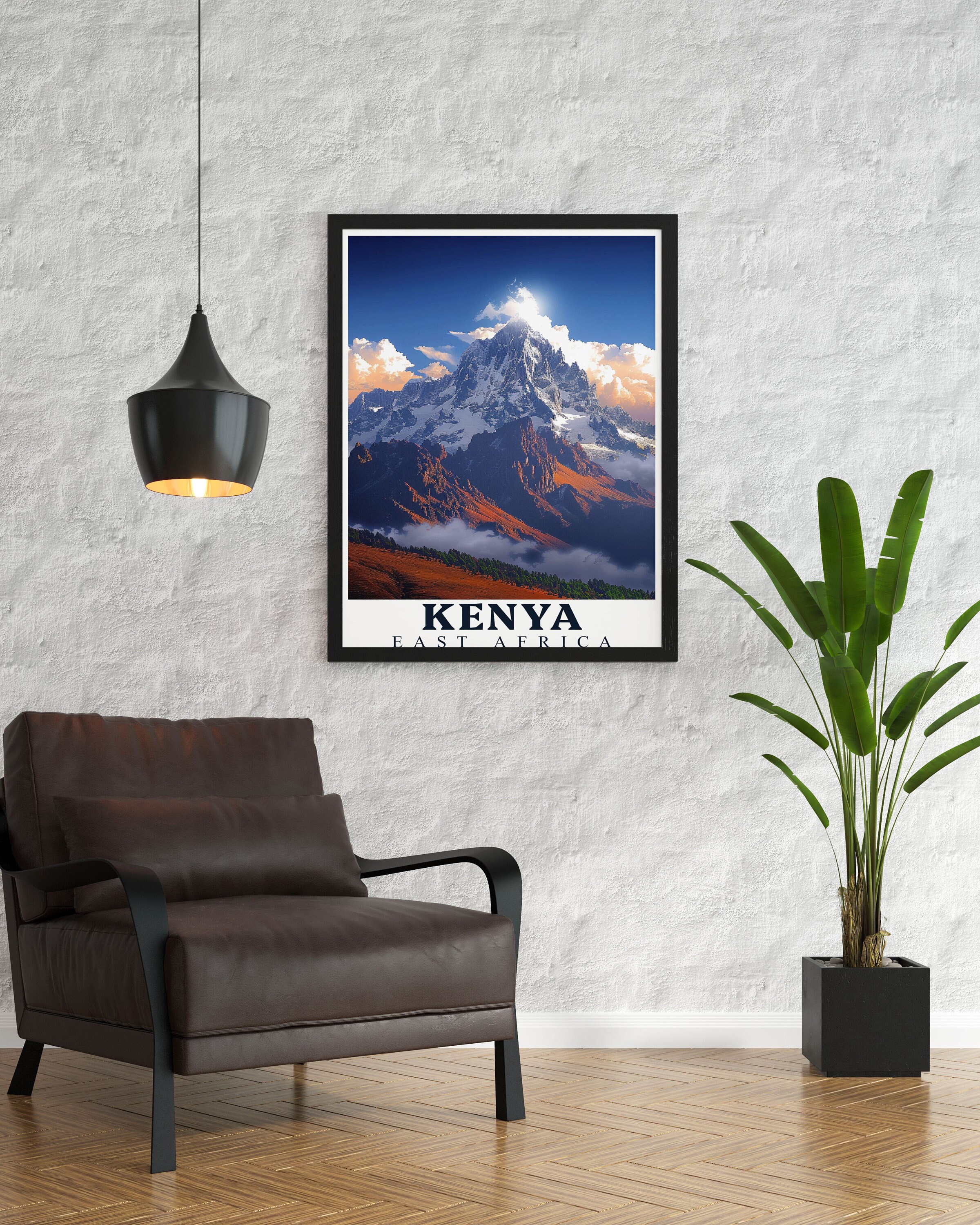 Kenya Travel Poster Mount Kenya Poster Kenya Travel Print Mount Kenya ...