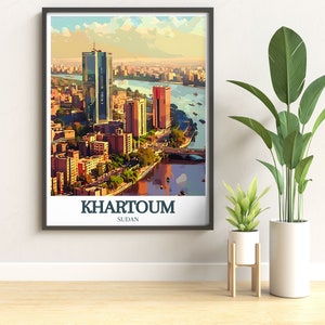 Khartoum Travel Print - NTC Tower and Nile River Travel Poster - NTC ...