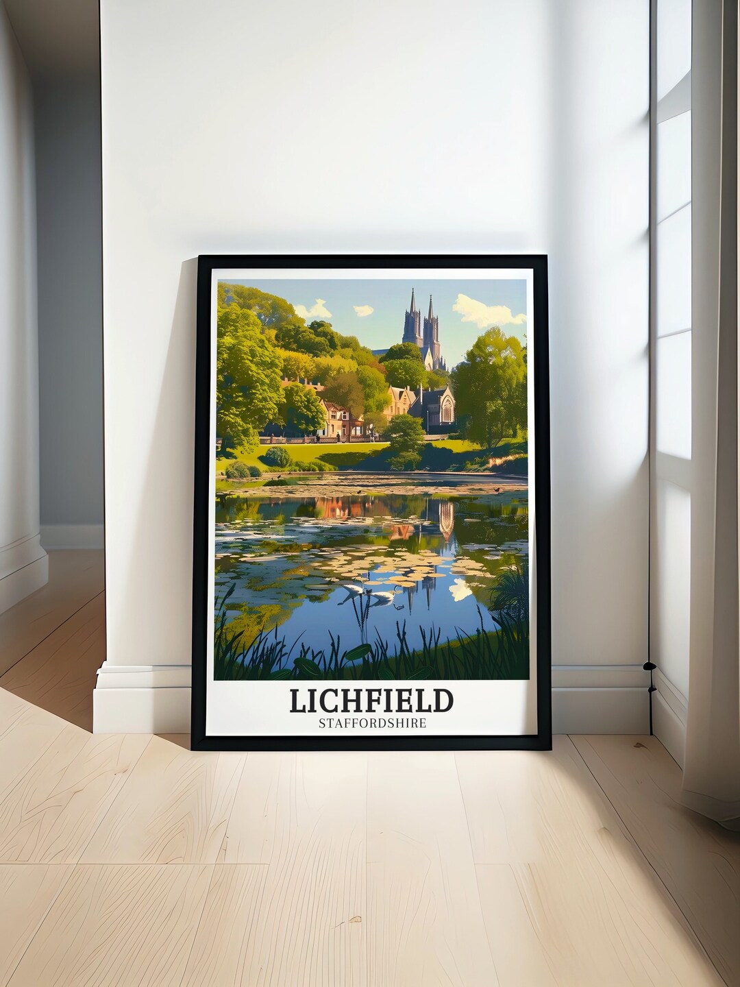 Lichfield Poster - Beacon Park Print - Minster Pool Poster - Lichfield ...