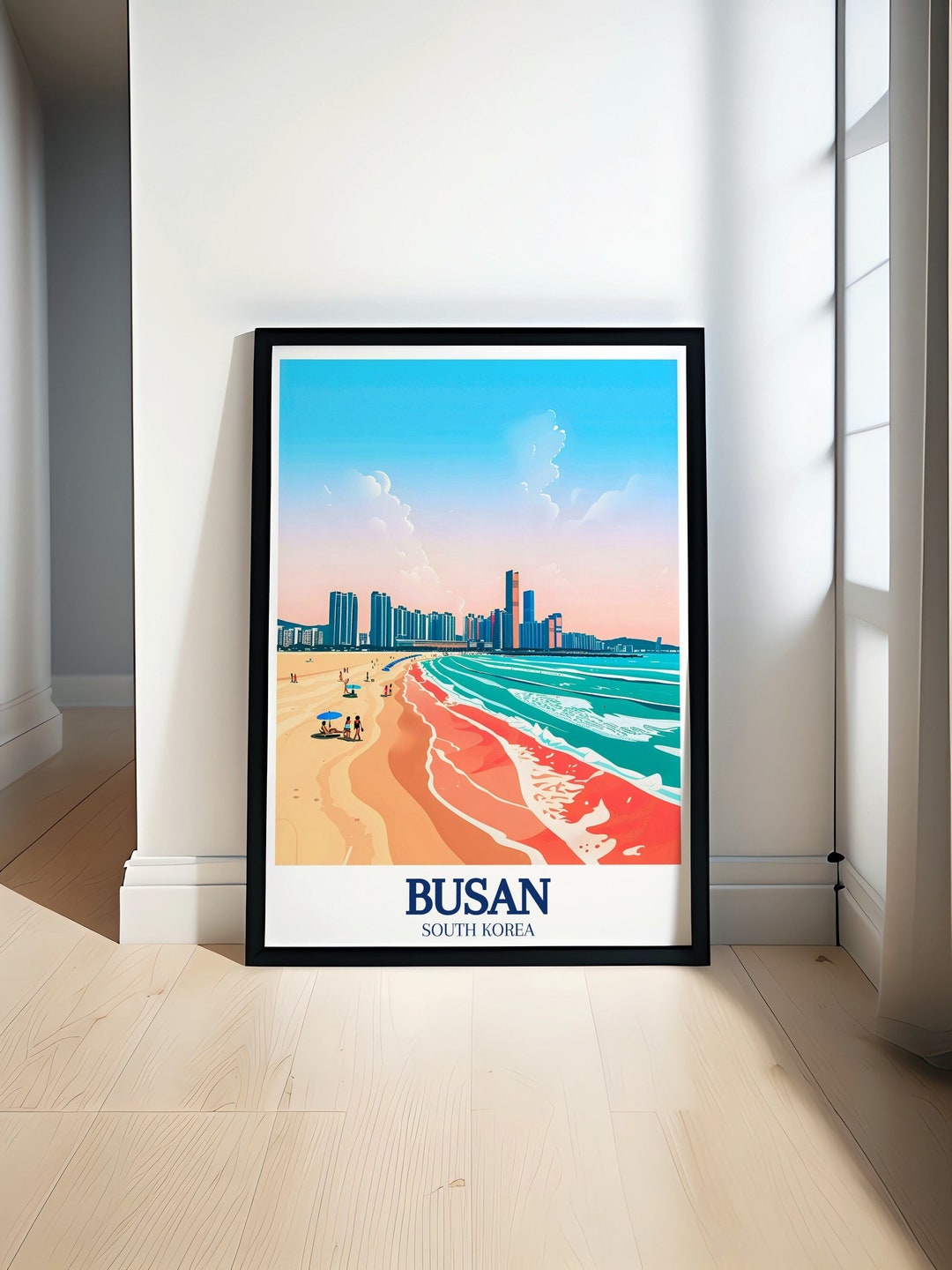 Busan Travel Print - Haeundae Beach and Haeundae-gu Skyline Travel ...