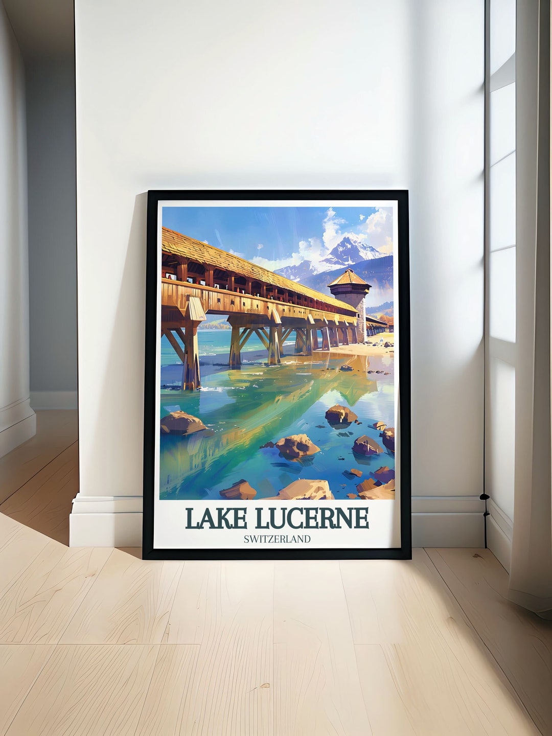 Lake Lucerne Art -chapel Bridge Mount Pilatus and Lake Lucerne Art ...