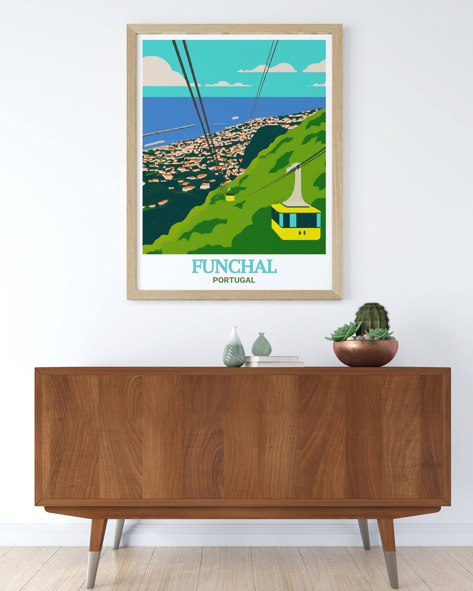 Funchal Travel Posters Funchal Cable Car Art Collection Madeira Wall ...