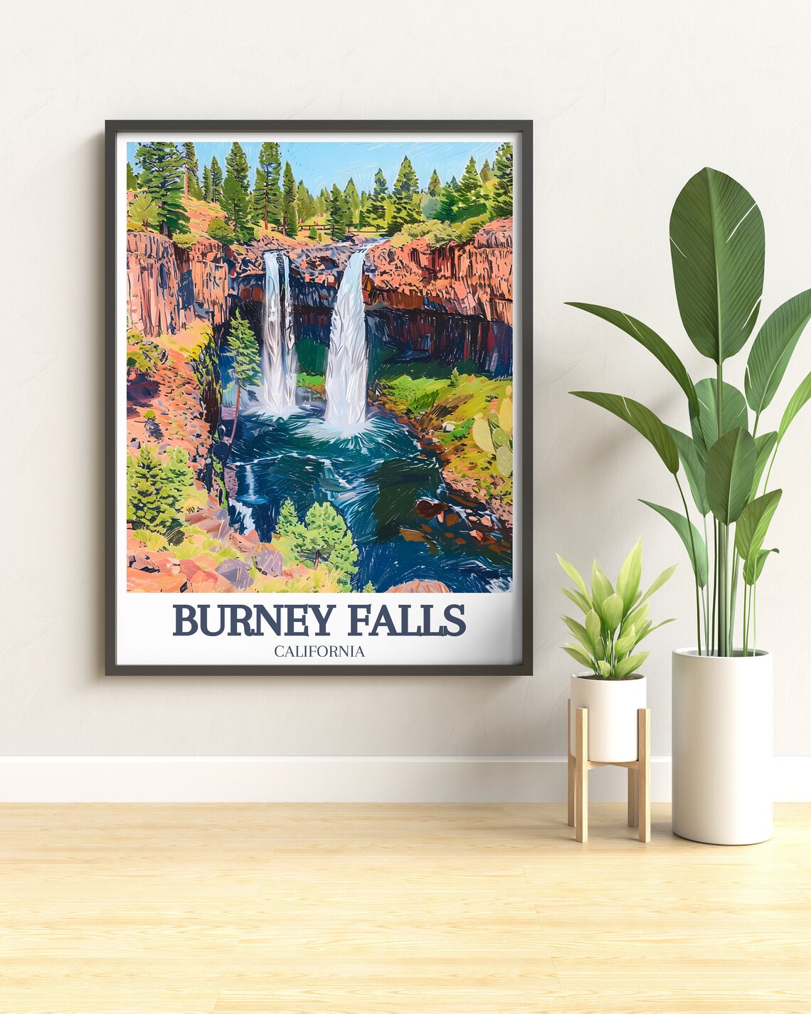Burney Falls Travel Poster Burney Falls and Pacific Crest Trail With ...