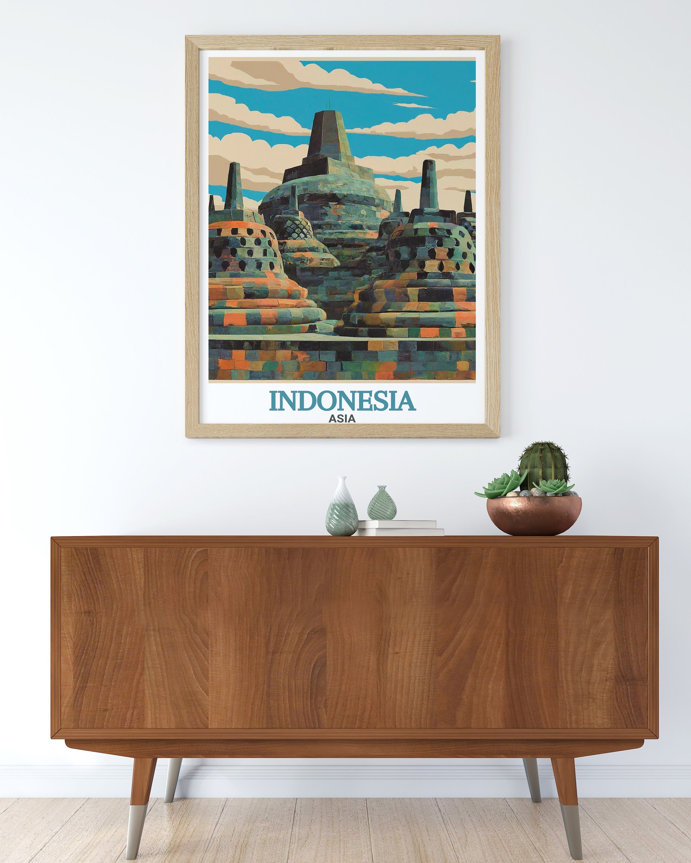 Indonesia Travel Posters Borobudur Temple Posters Indonesia Wall Art ...