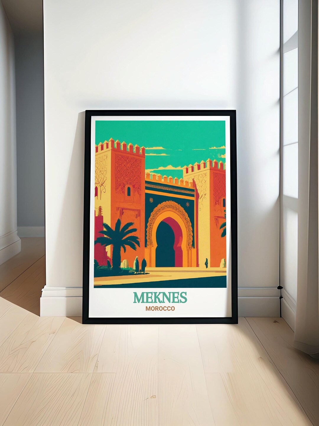 Meknes Travel Poster - Bab Mansour Art Print - Meknes Home Decor - Bab ...