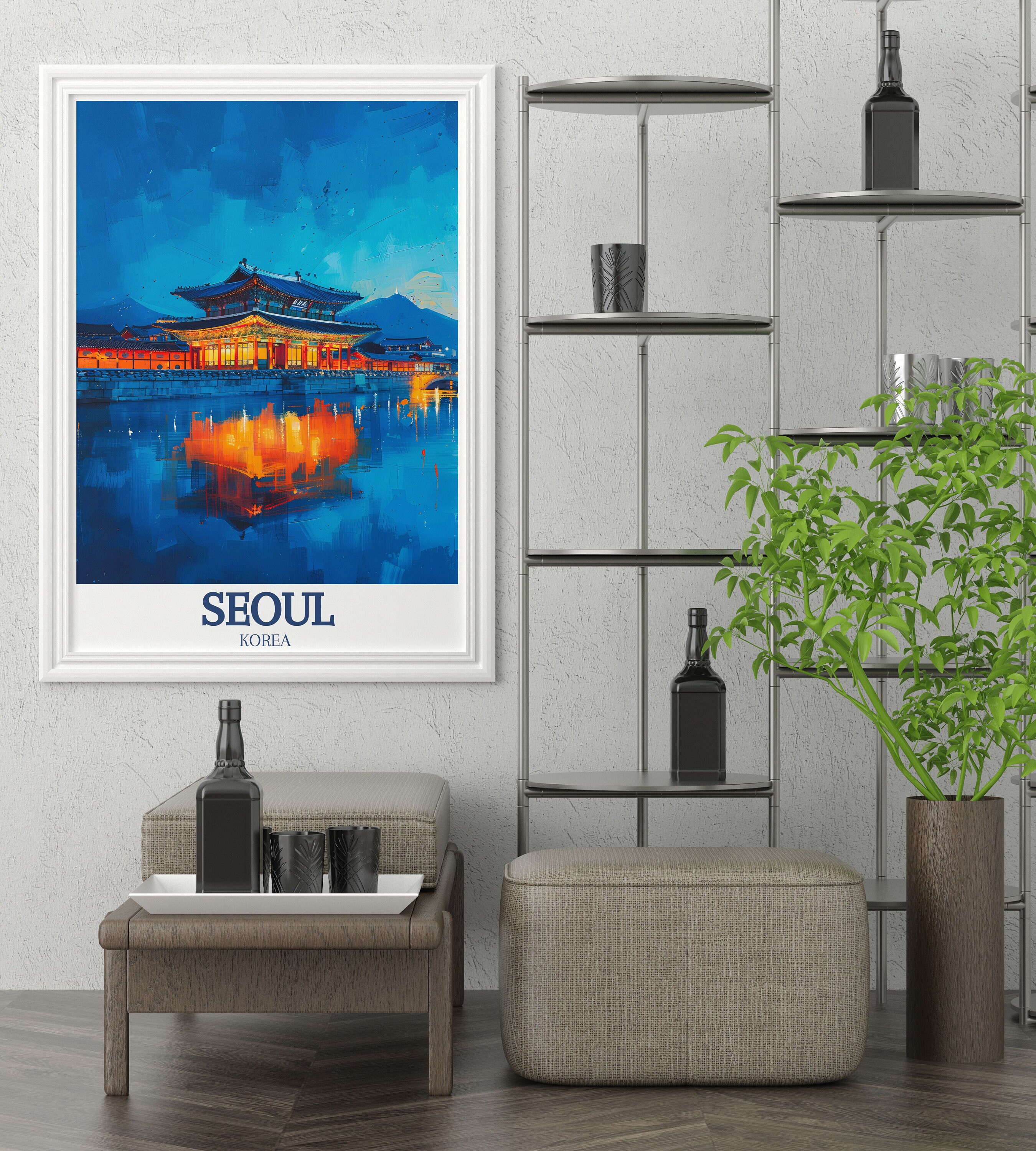 Seoul Poster Gyeongbokgung and Han River Art Prints South Korea Wall ...