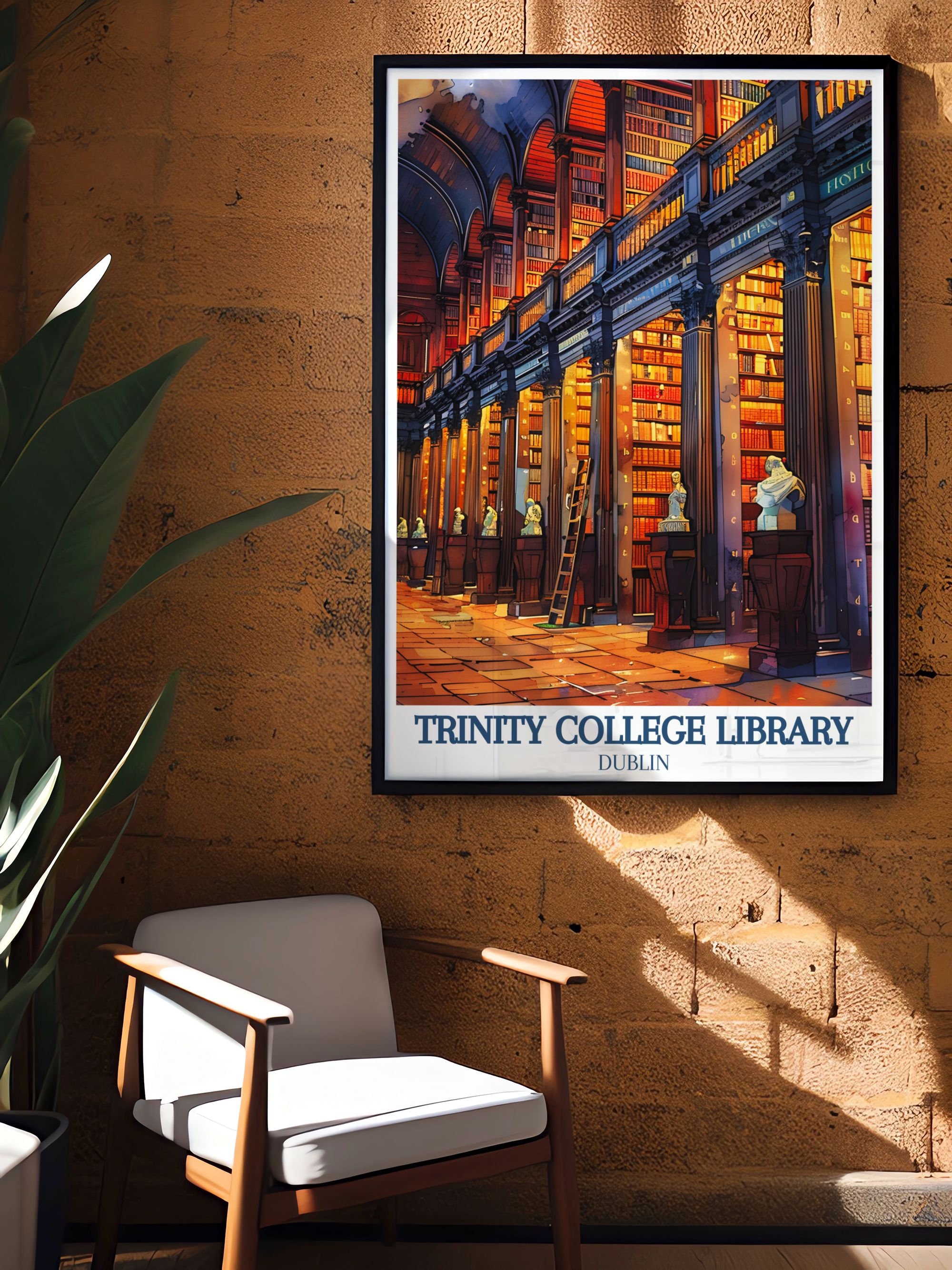 Trinity College Library Travel Poster Long Room and Book of Kells ...