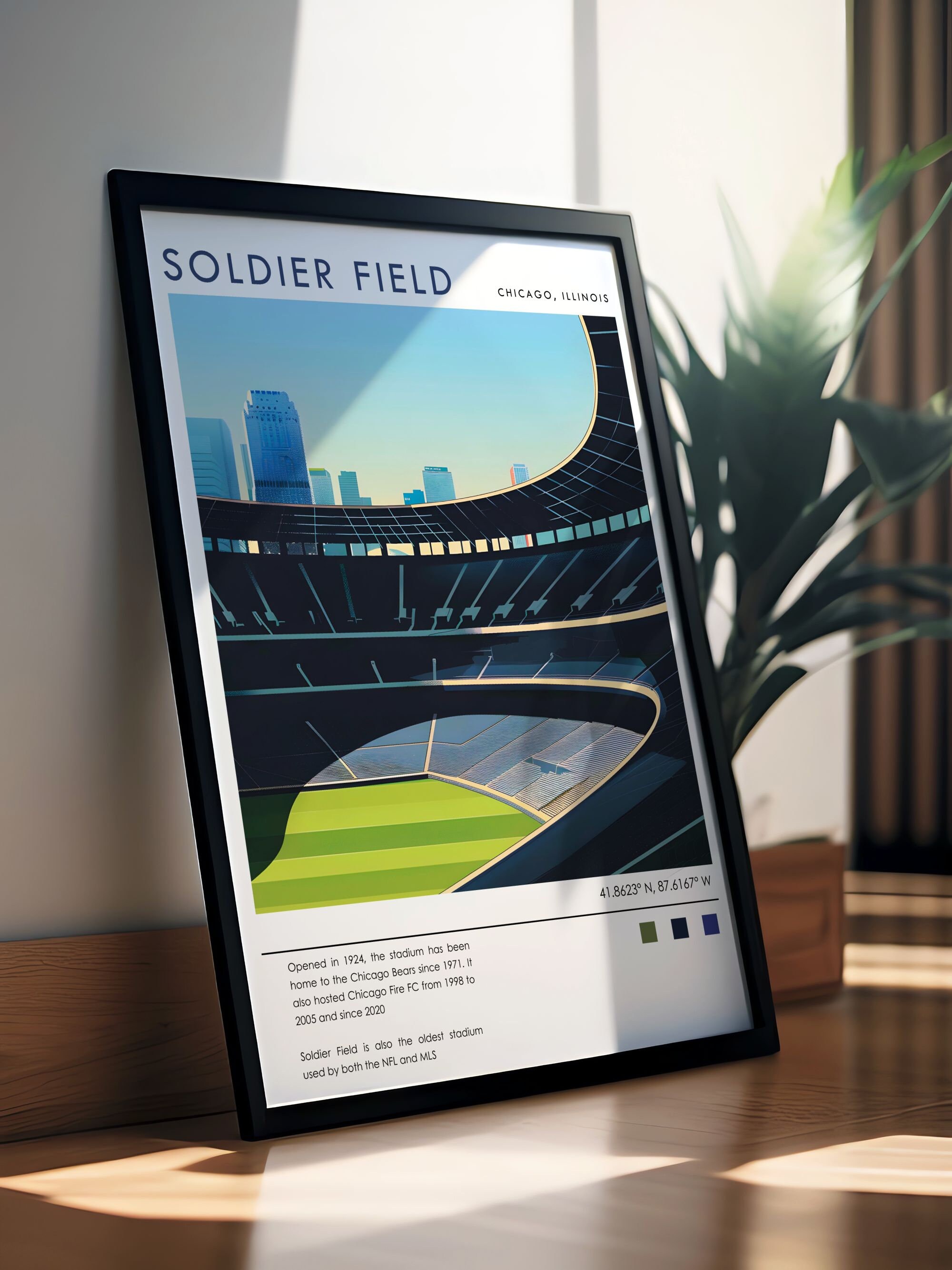 Soldier Field Print Chicago Bears NFL Stadium in Modern Art Soldier ...