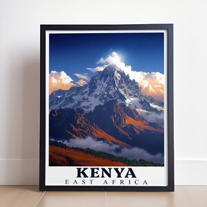 Kenya Travel Poster - Mount Kenya Poster - Kenya Travel Print - Mount ...