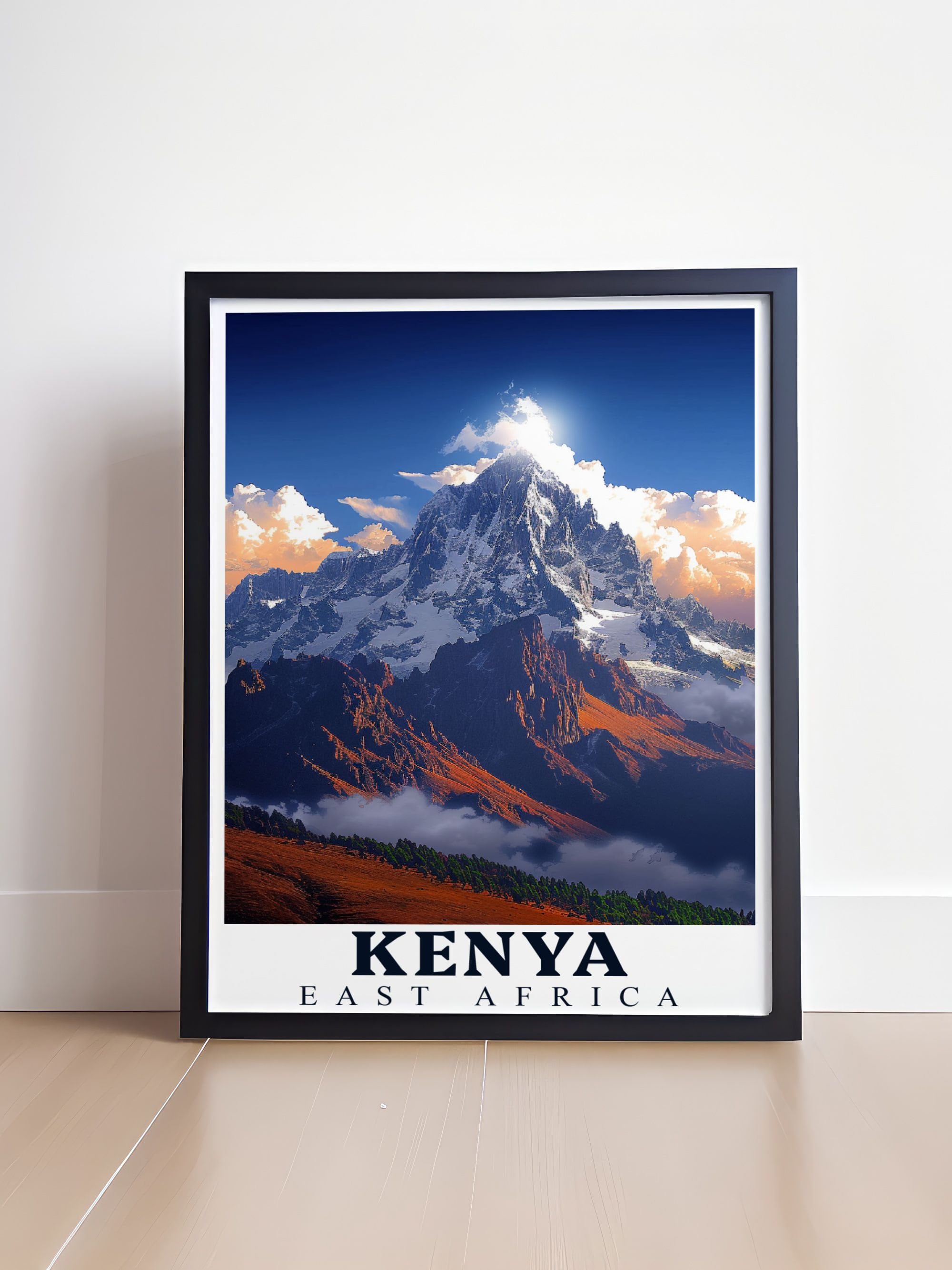 Kenya Travel Poster - Mount Kenya Poster - Kenya Travel Print - Mount ...