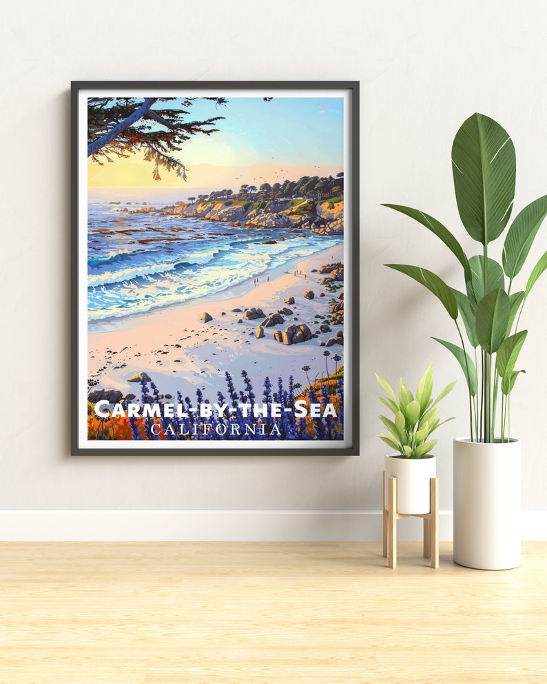 Carmel by the Sea Travel Poster - Carmel Beach Travel Print ...