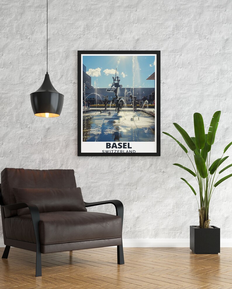 Basel Switzerland Wall Art - Tinguely Fountain Travel Poster - Basel ...
