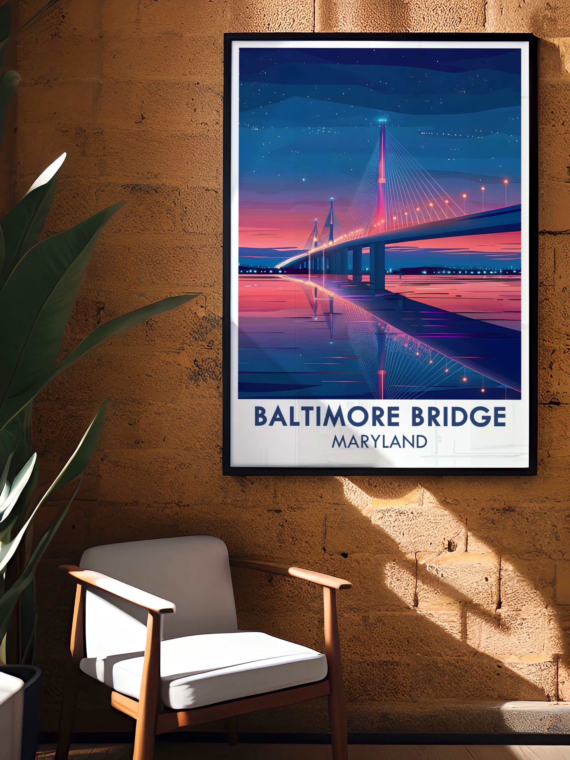 New Baltimore Key Bridge Design Poster Stunning Maryland Travel Art ...