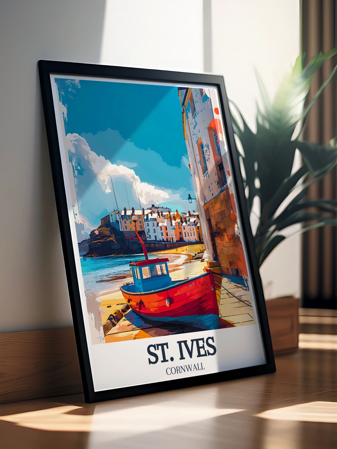 St. Ives Travel Print- Cornwall Wall Art - Porthmeor Beach Poster - St ...
