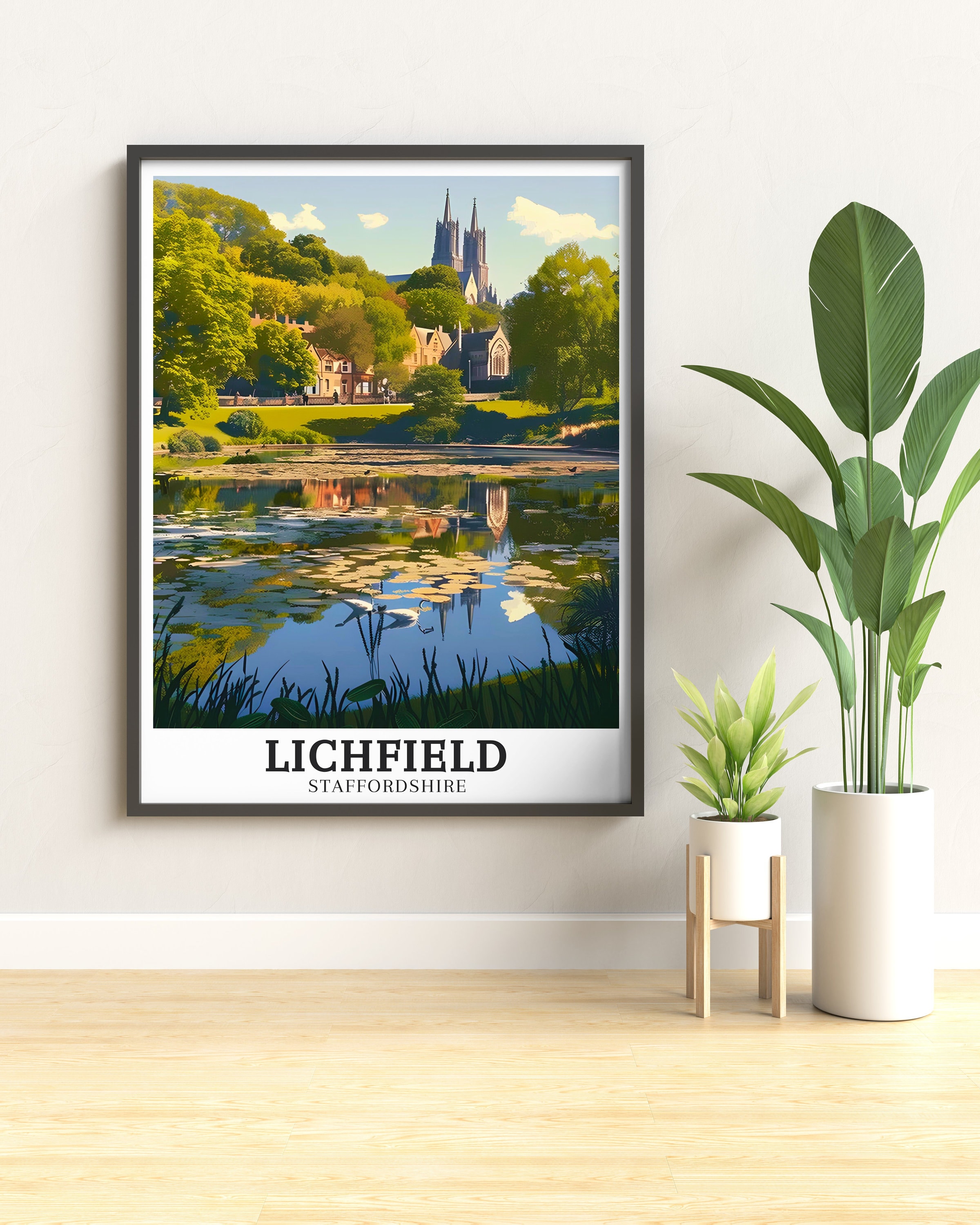 Lichfield Poster - Beacon Park Print - Minster Pool Poster - Lichfield ...