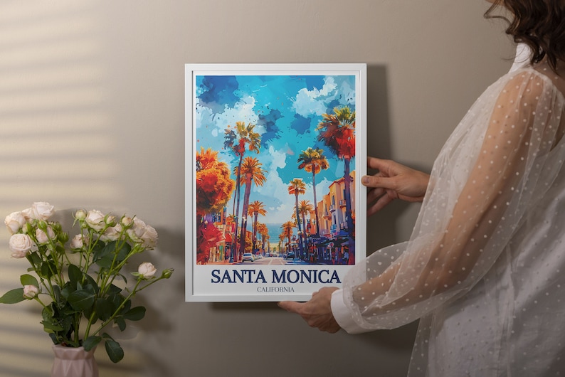 Santa Monica Poster - Santa Monica Beach - Santa Monica Skyline ...
