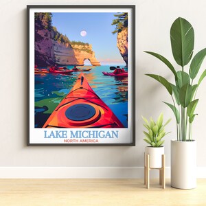Lake Michigan Travel Poster -pictured Rocks National Lakeshore Art ...