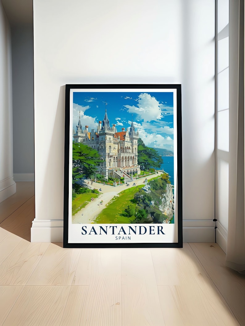 Santander Travel Poster - Palacio De La Magdalena Posters and Prints ...