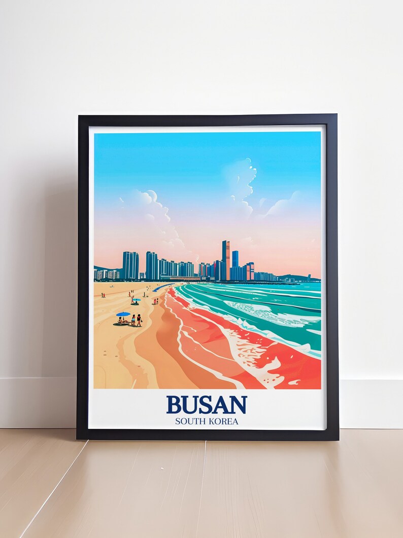 Busan Travel Print - Haeundae Beach and Haeundae-gu Skyline Travel ...