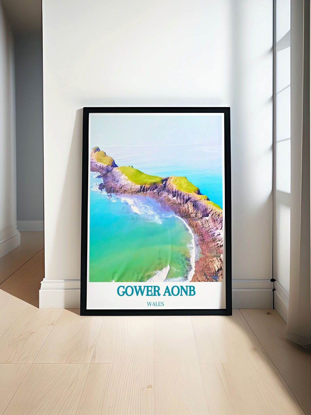 Gower Peninsula in Art - Vintage Gower AONB Travel Poster With Iconic ...
