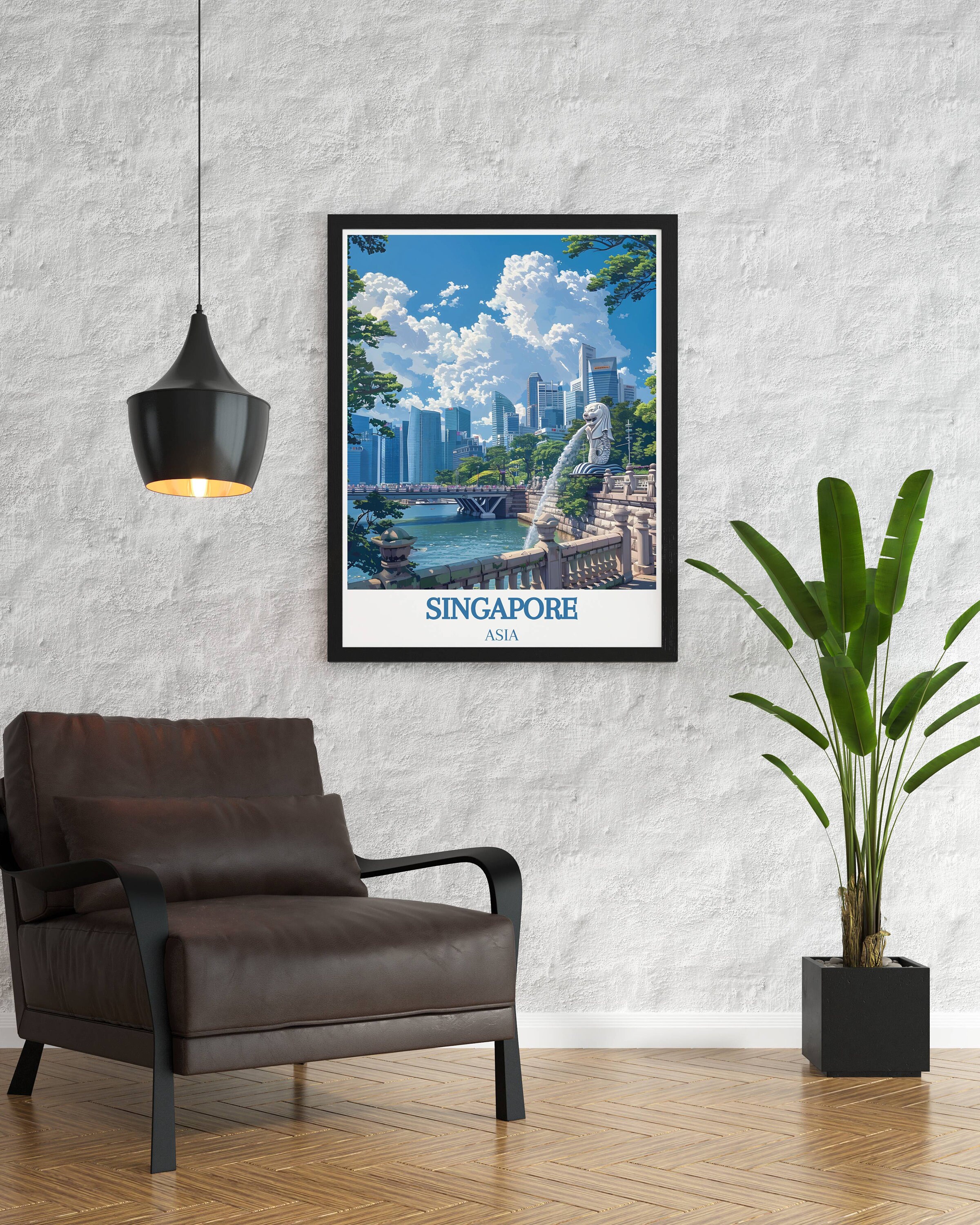 Singapore Poster-singapore Art-merlion Park Print-singapore Wall Art ...