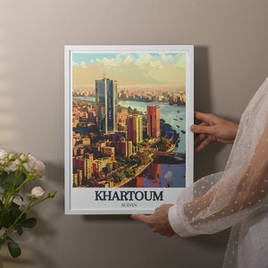 Khartoum Travel Print - NTC Tower and Nile River Travel Poster - NTC ...