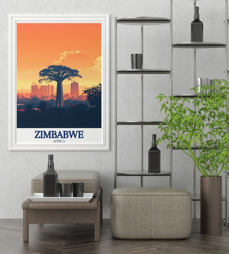Zimbabwe Travel Posters Harare Skyline Majesty Mbare Musika Market ...