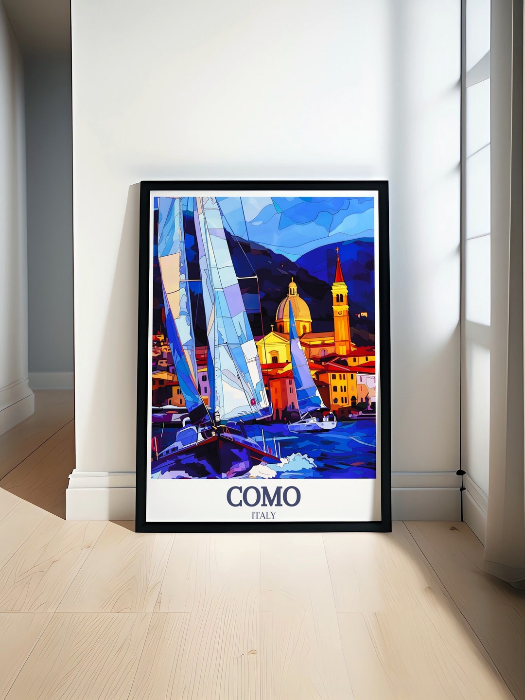 Como Travel Poster Como Cathedral and Lake Como Artworks Como Cathedral ...