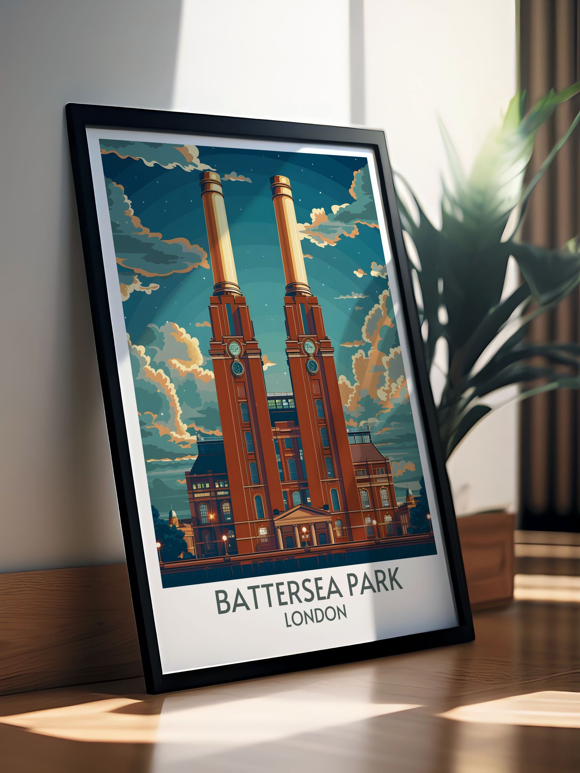 Battersea Park London Travel Poster - Battersea Power Station Art ...