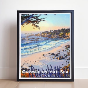 Carmel by the Sea Travel Poster - Carmel Beach Travel Print ...